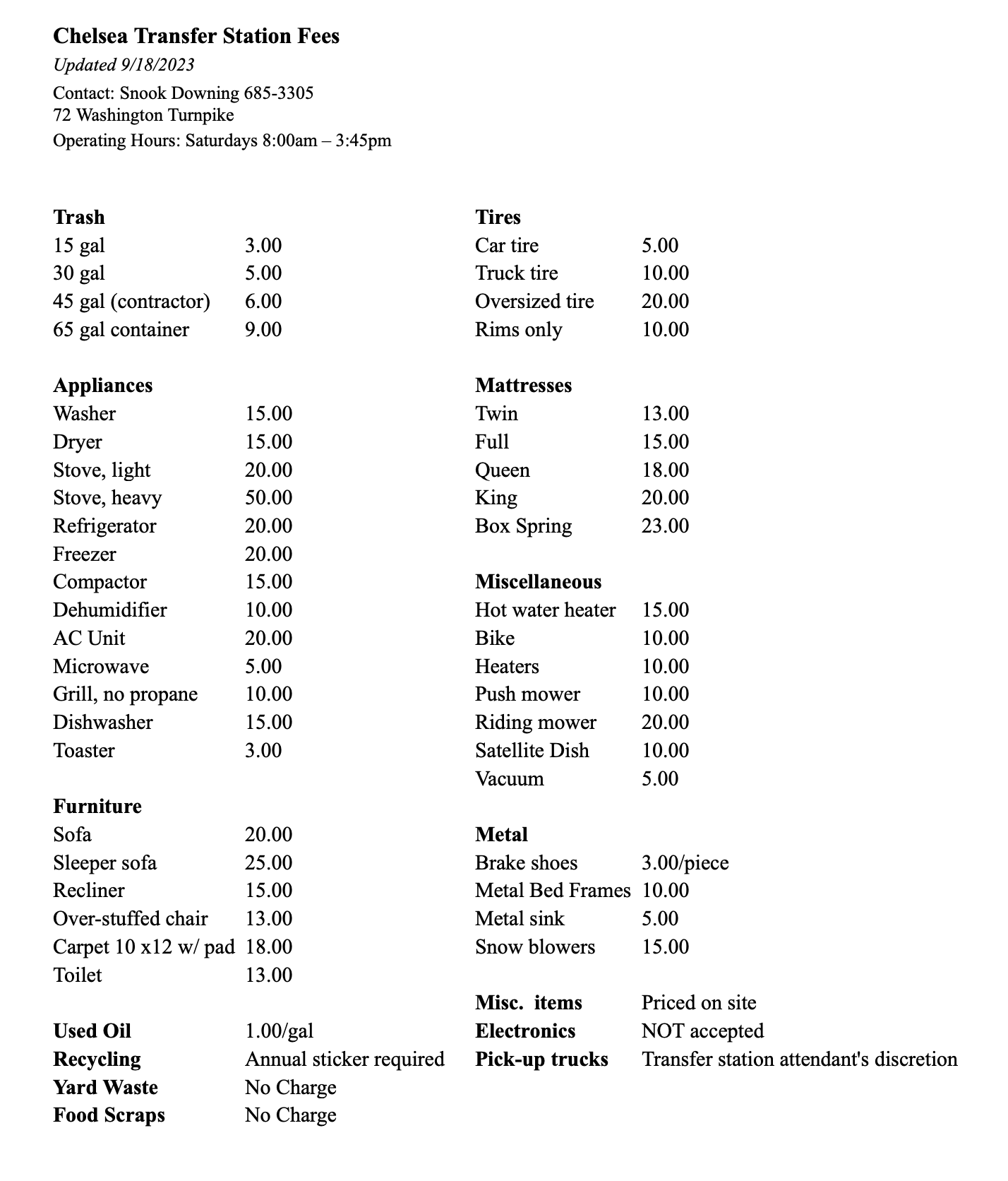 Transfer Station – Chelsea, Vermont